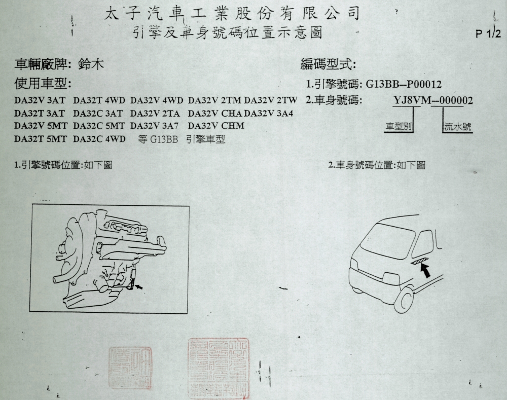 鈴木DA32V 2TW引擎車身碼-1