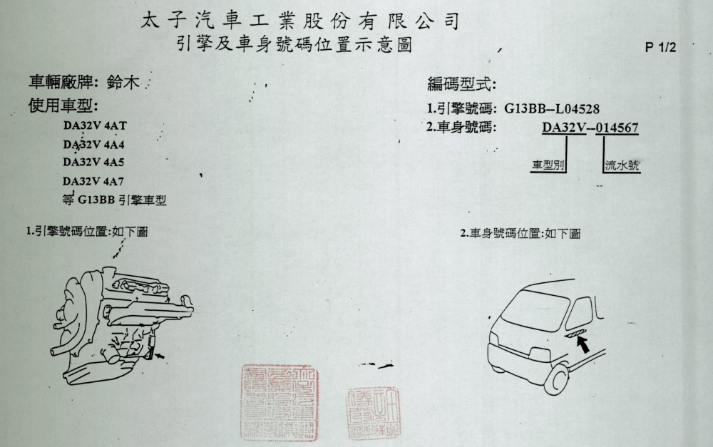 鈴木DA32V 4A4.4AT.4A5.4A7引擎車身碼-1